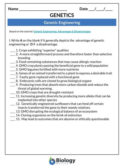 Genetic Engineering Advantages & Disadvantages - Biology Online Tutorial